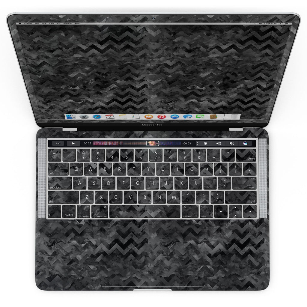 Black Basic Watercolor Chevron Pattern - MacBook Pro with Touch Bar ...